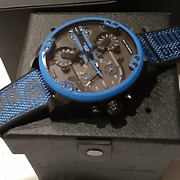 Diesel | Accessories | New Diesel Mr Daddy 2 Blue Nylon Mens Watch ...